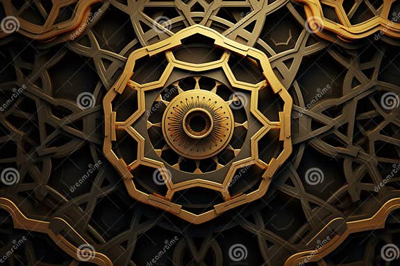 3D Islamic Abstract Background by Generative AI Stock Illustration ...