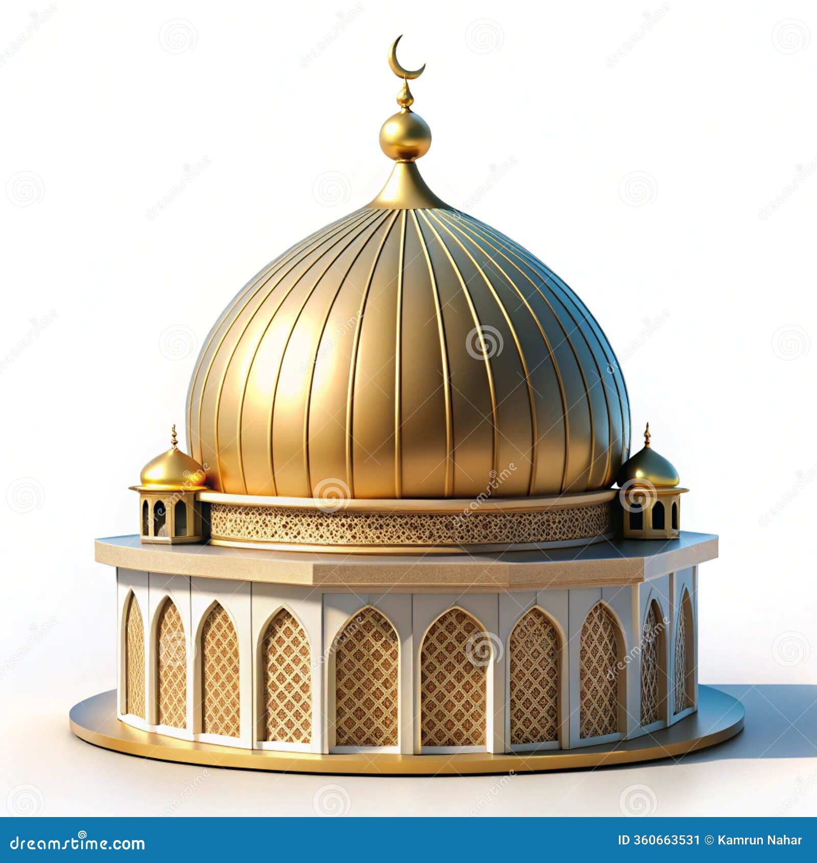 3D Islamic Dome Design White Background Stock Illustration ...