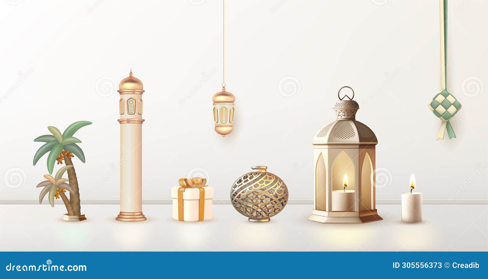 Set Of Ramadan Concept Illustration. Happy Muslim People Celebrate Holy ...