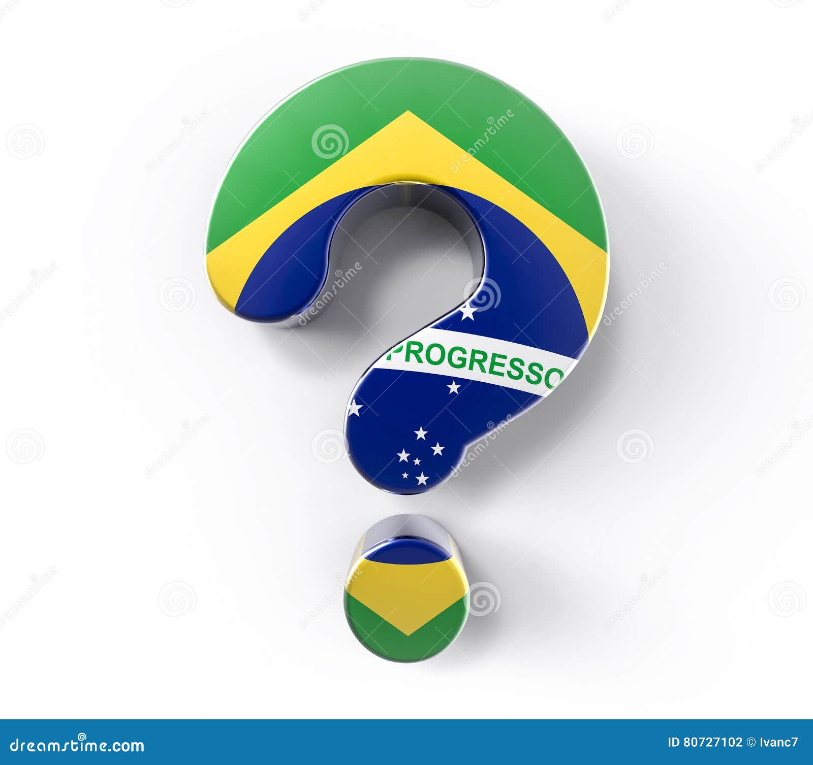 3D Isolated Brazil Flag Question Mark. Doubt Solution Support Co Stock ...