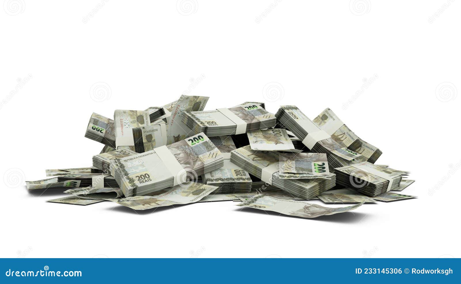Isolated Stack of 200 Brazilian Real Notes Stock Illustration ...