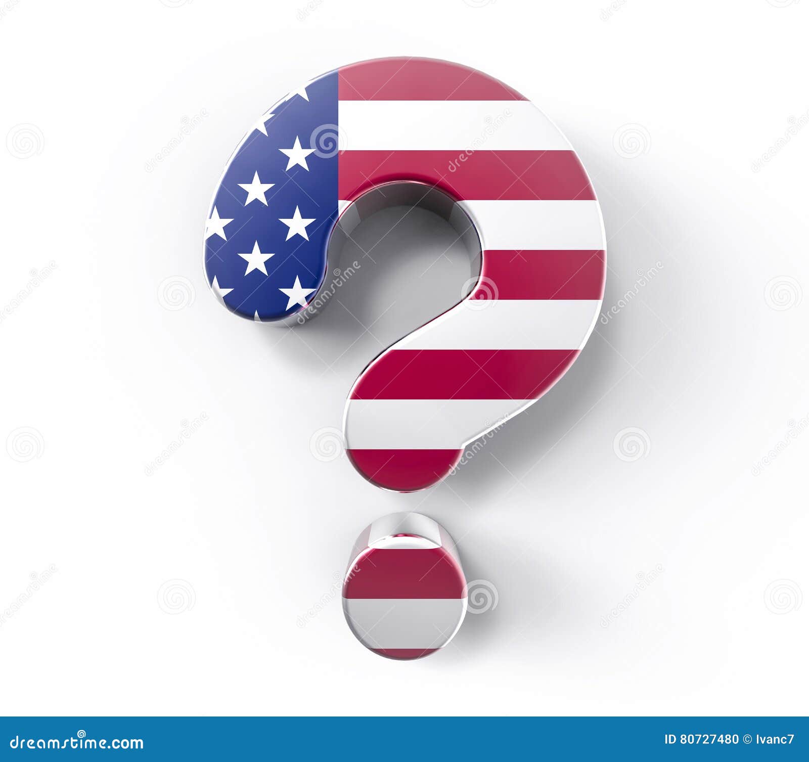 3D Isolated USA Flag Question Mark. Doubt Solution Support Concept ...