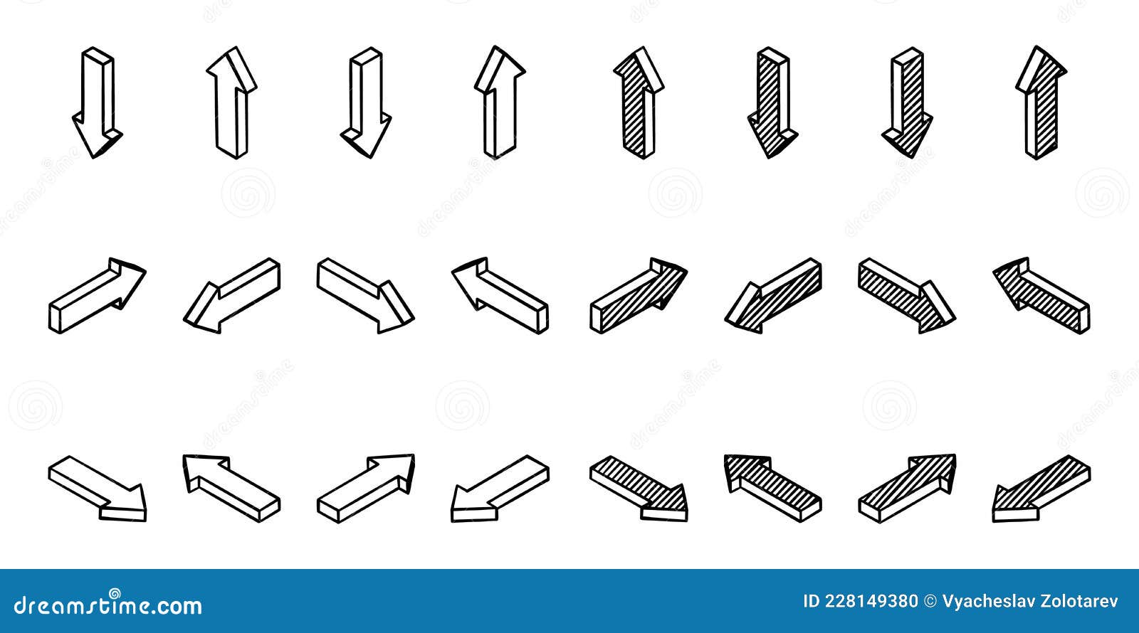 3d isometric arrows. stock vector. Illustration of arrow - 228149380