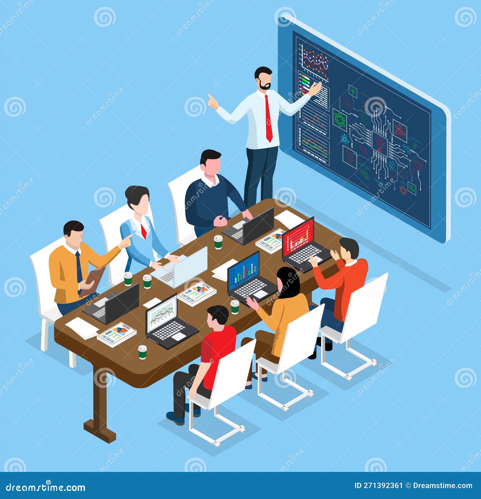 3D Isometric Artificial Intelligence Concept with People Discussion of ...