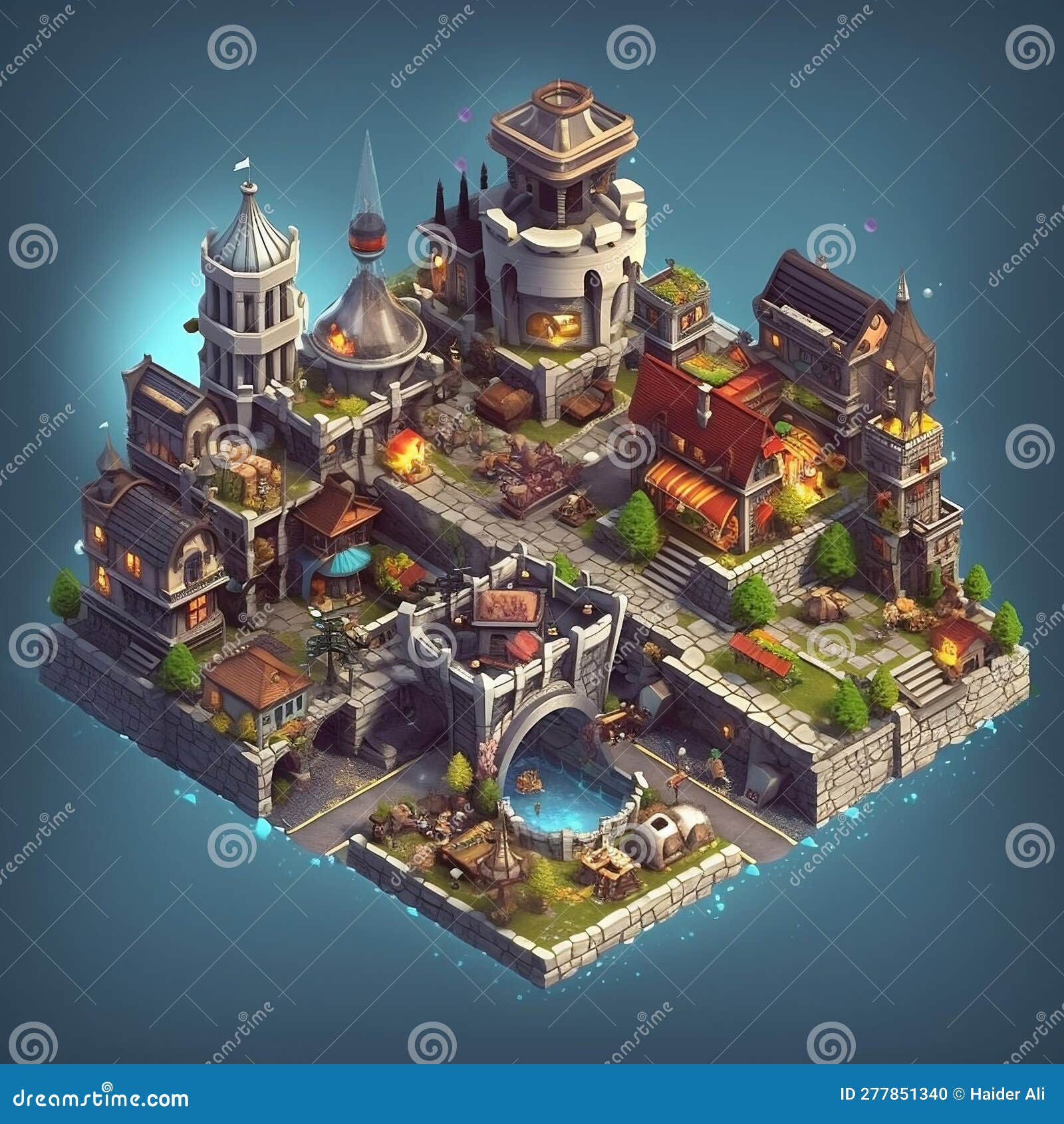3D Isometric Big Castle in Clash of Clans Game. Generative AI Stock ...