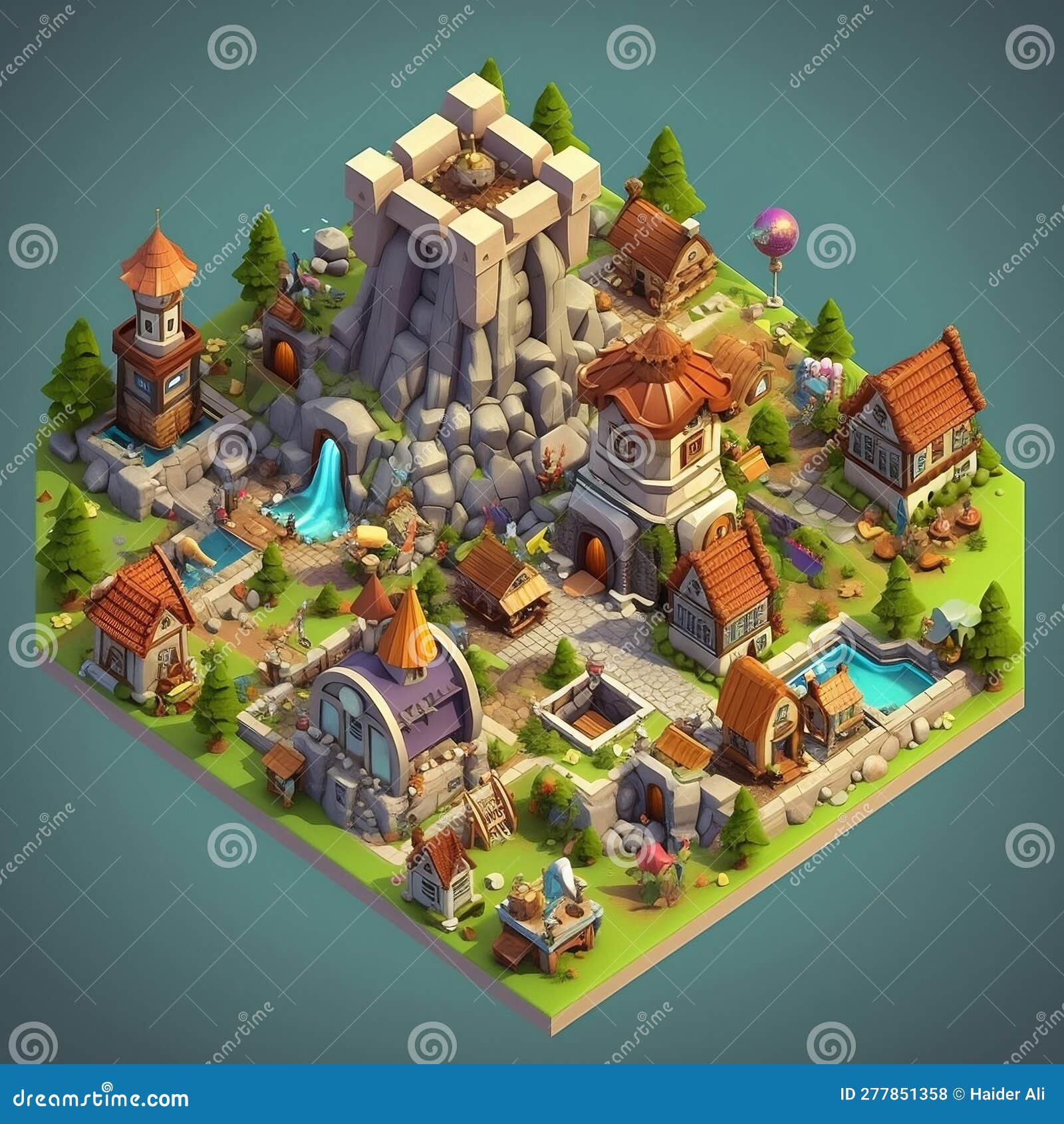 3D Isometric Big Castle in Clash of Clans Game. Generative AI Stock ...