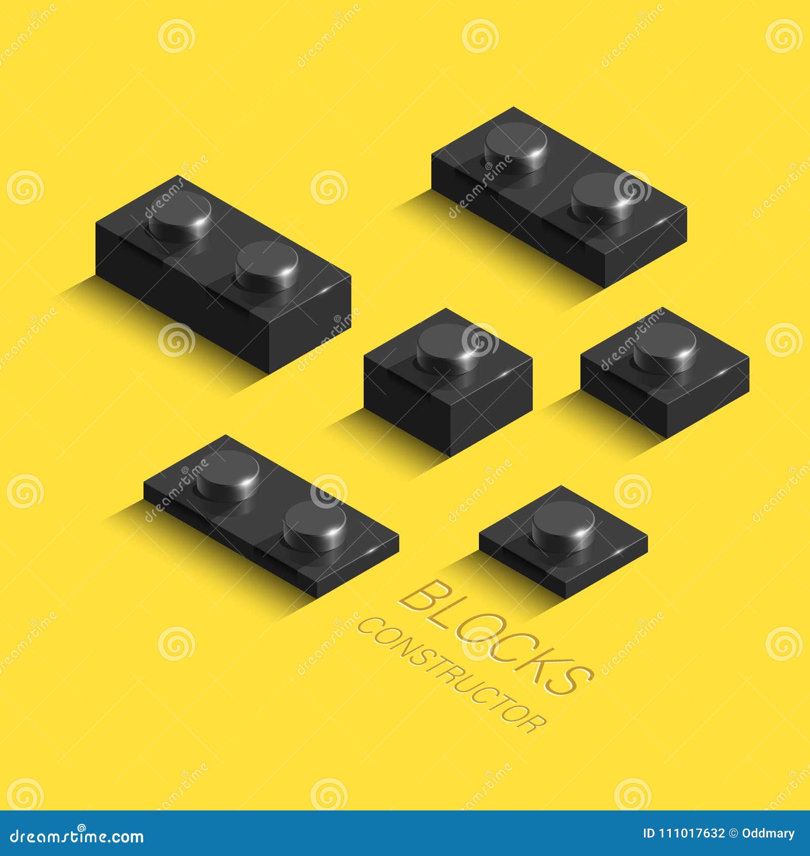 3d Isometric Black Elements from Building Bricks Stock Vector ...