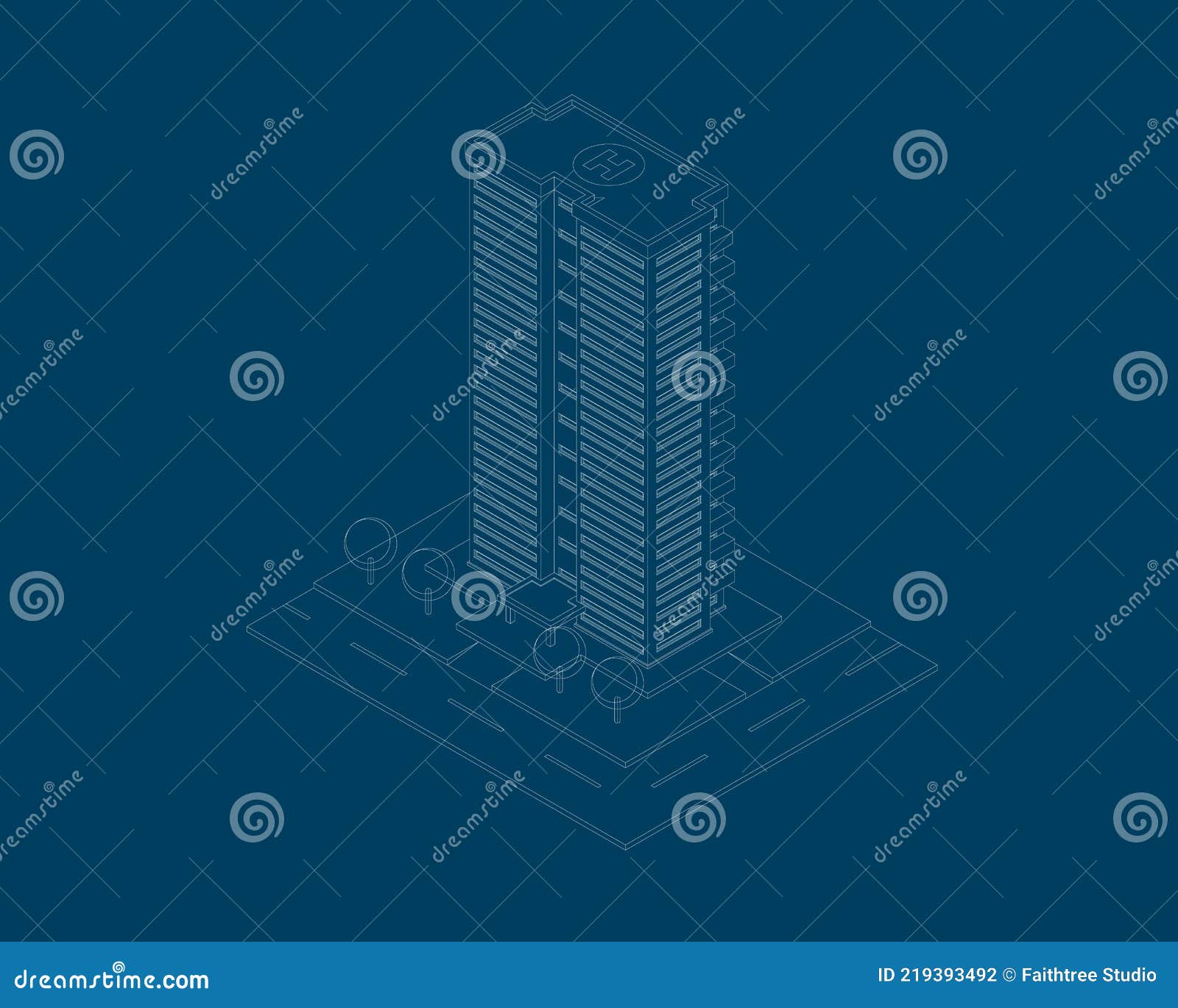 3d Isometric Blueprint of Building Skyscraper Vector Illustration Stock ...