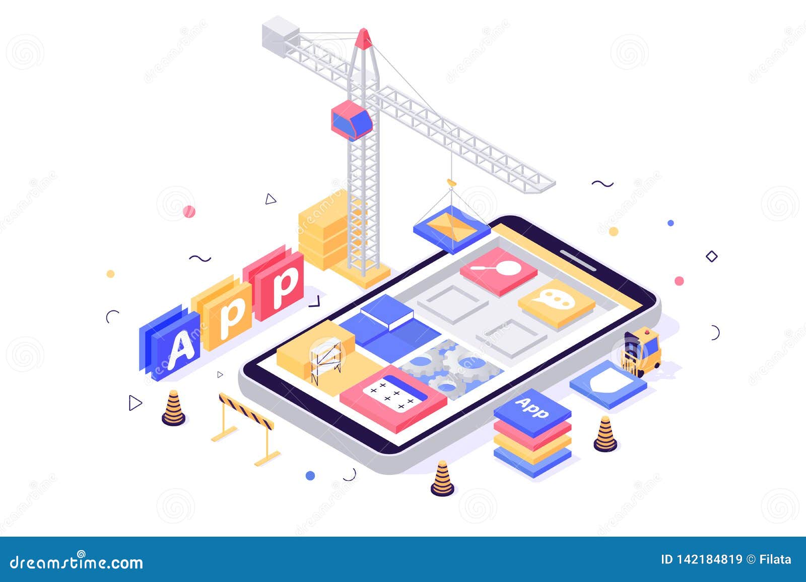 3d Isometric Build Mobile Application with Search, Message, Setting ...