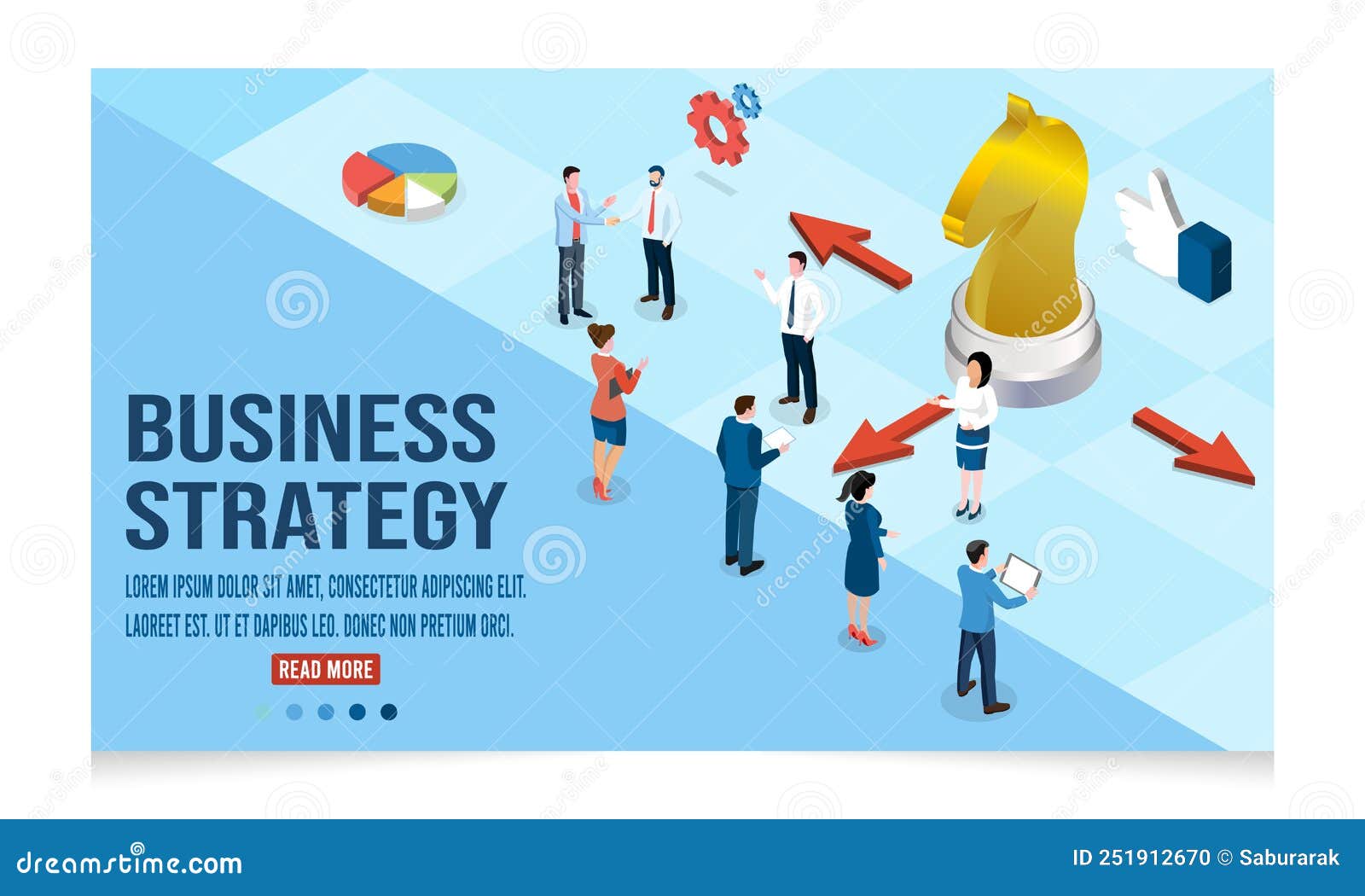3D Isometric Business Strategy Concept with Office Workers Process a ...