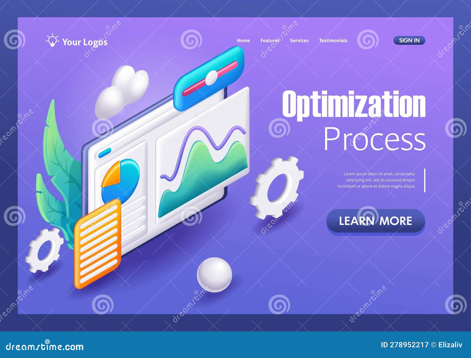 3D Isometric, Cartoon. Concept of Process Optimization Stock Vector ...