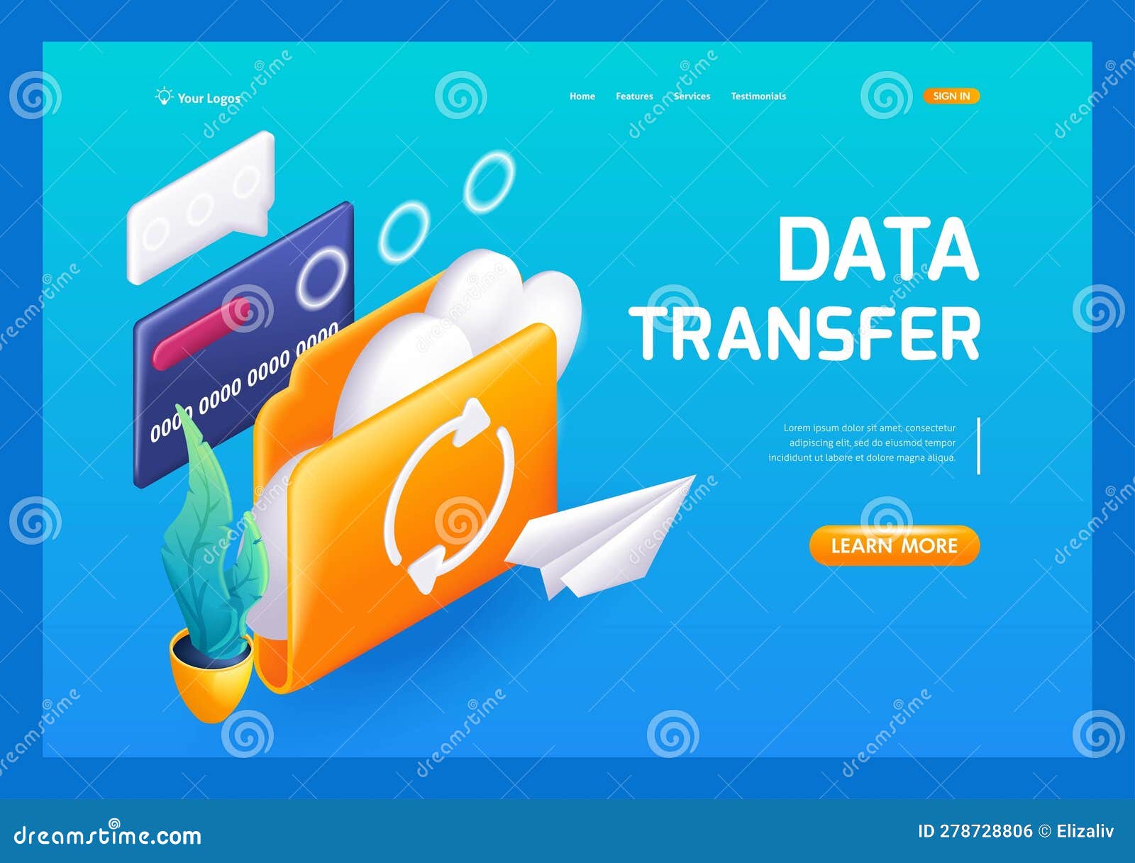 3D Isometric, Cartoon. Digital File Organization and Data Transfer ...