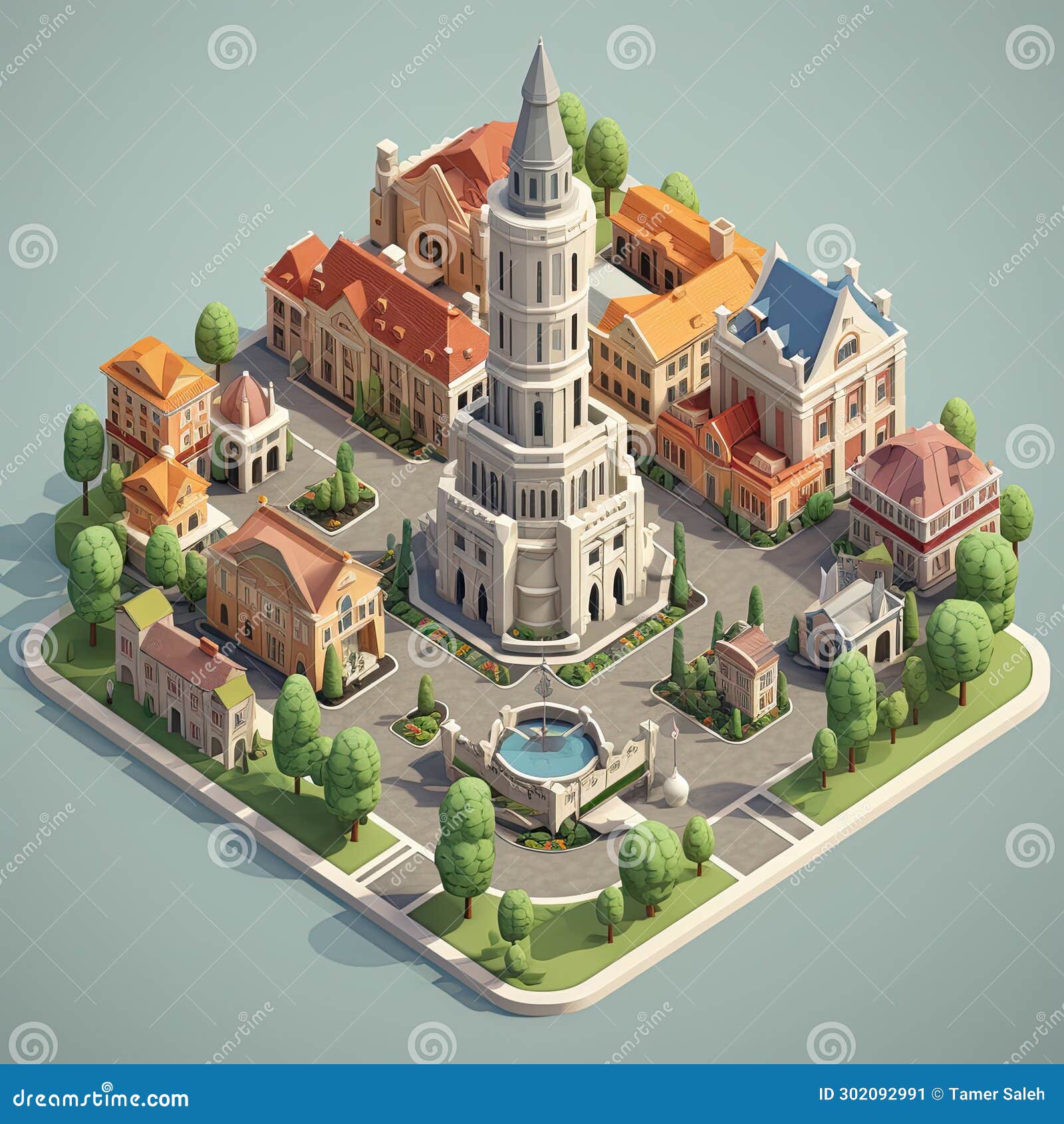 3D Isometric City Design Illustration Stock Illustration - Illustration ...