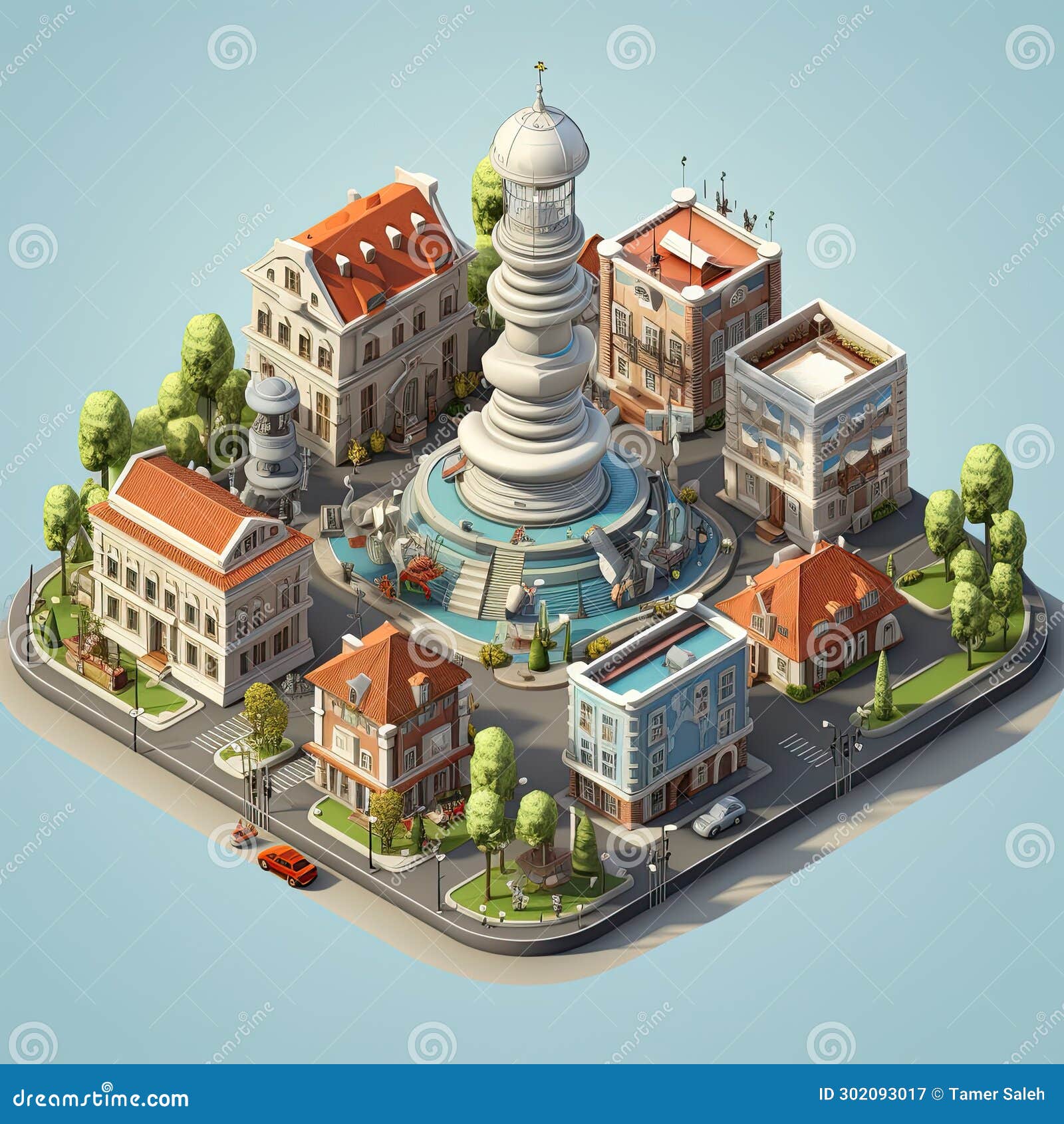 3D Isometric City Design Illustration Stock Illustration - Illustration ...