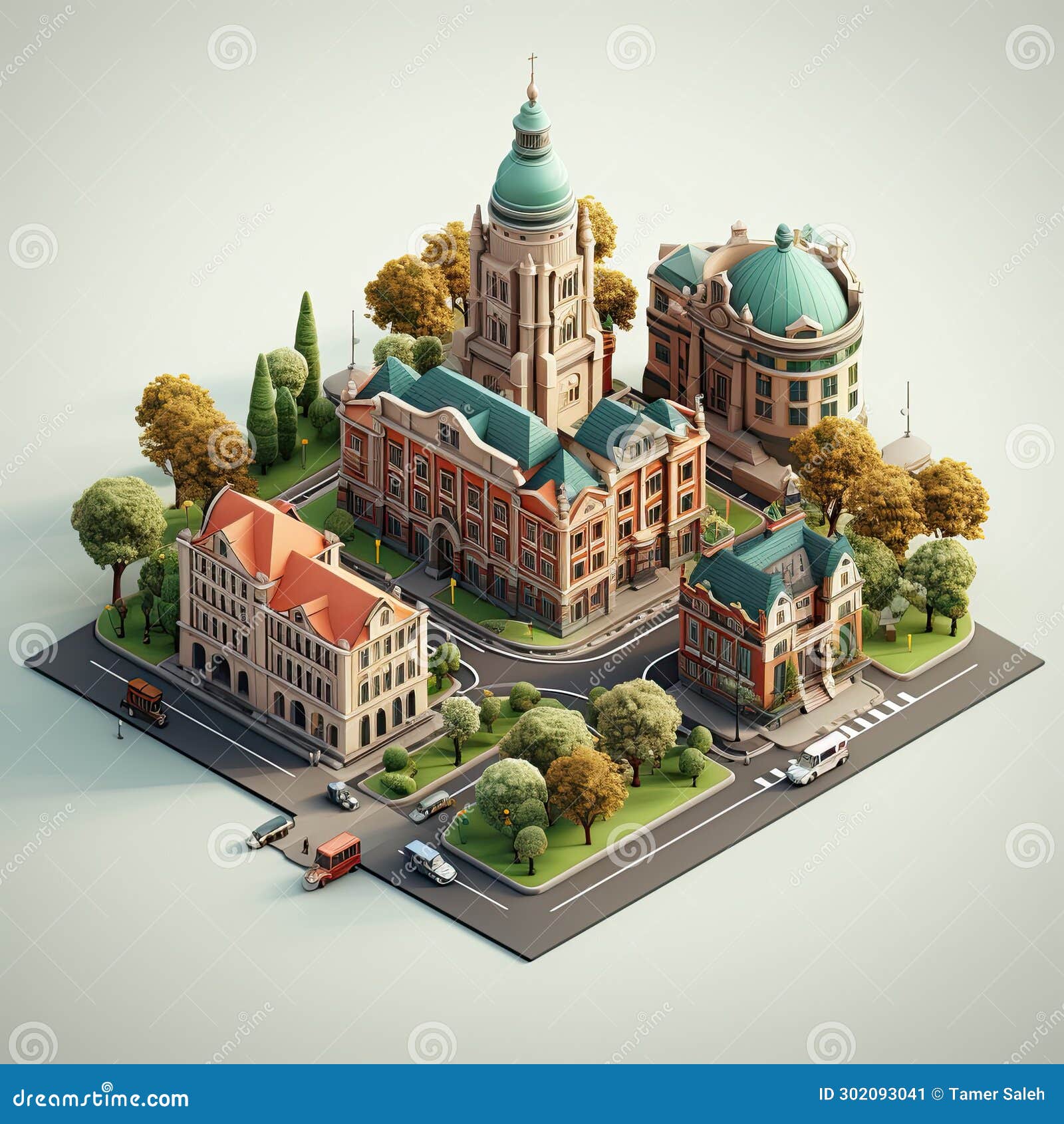 3D Isometric City Design Illustration Stock Illustration - Illustration ...