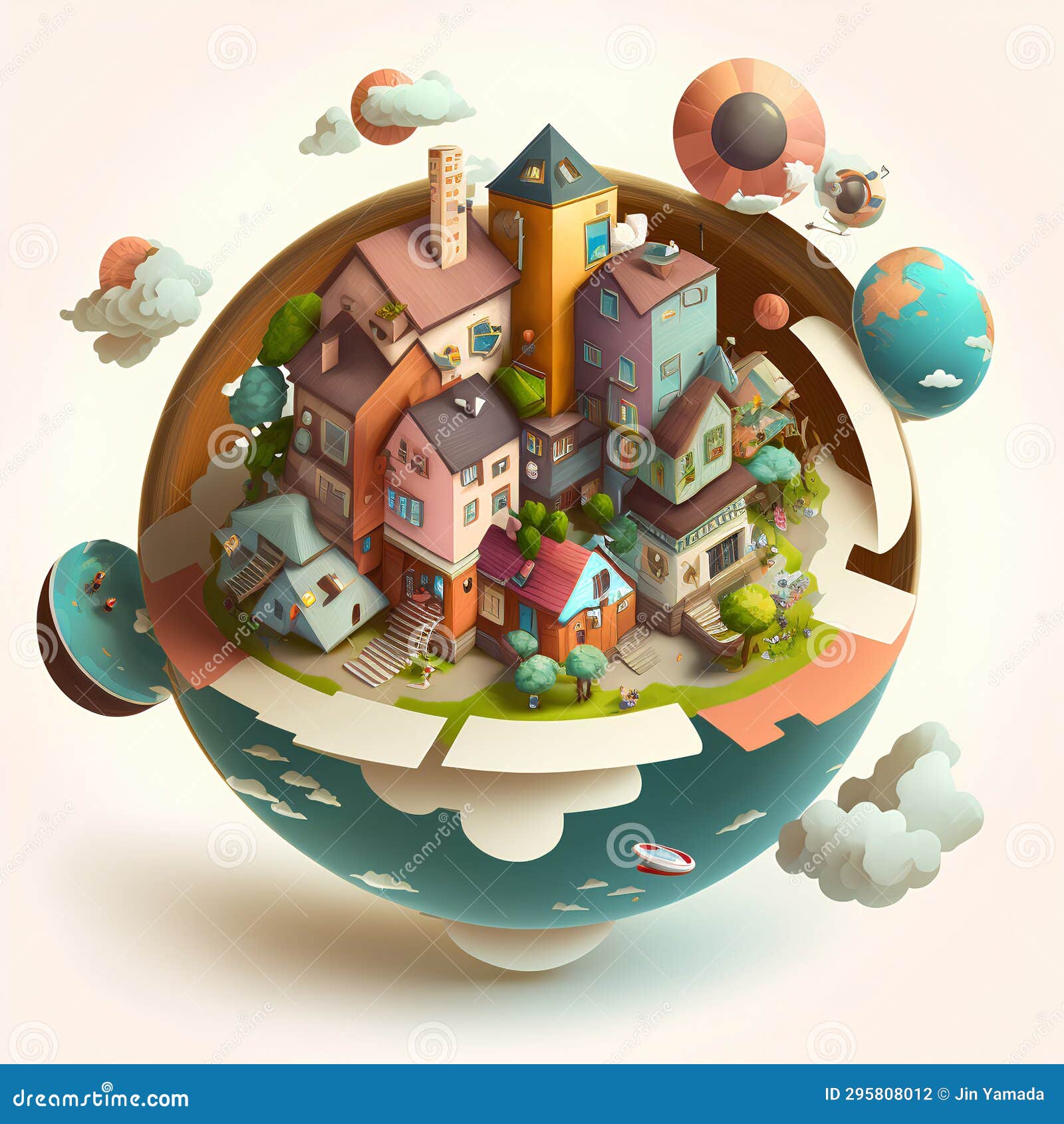 3d Isometric City on the Planet Earth. Vector Illustration Stock ...