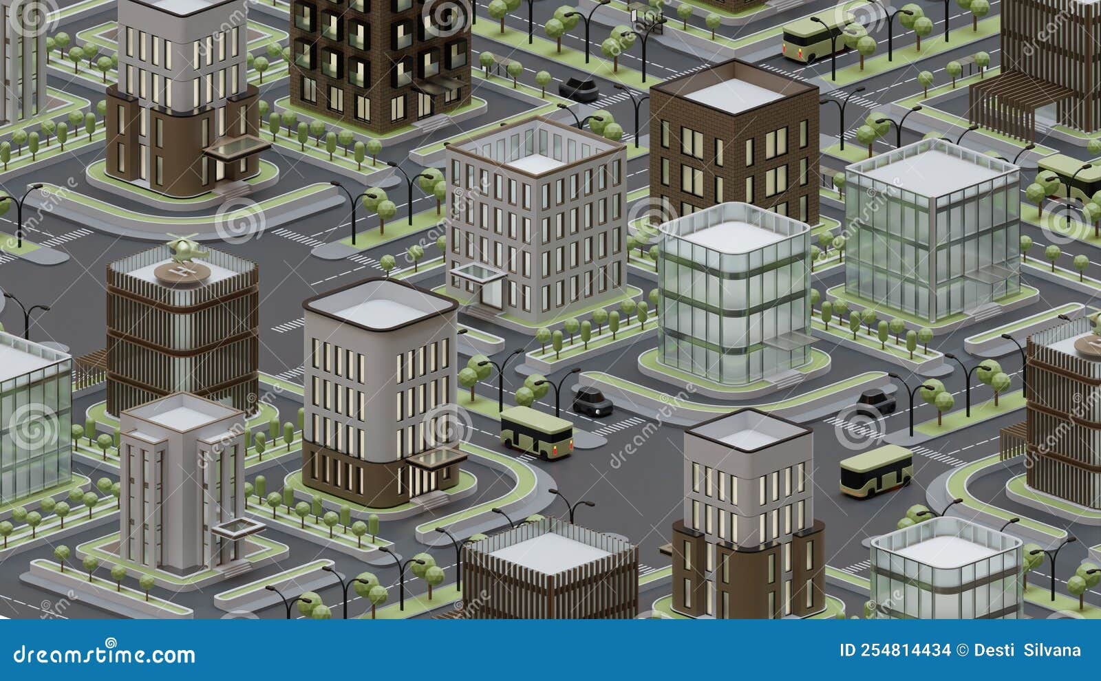 3D Isometric City Web Page Template Stock Illustration - Illustration ...