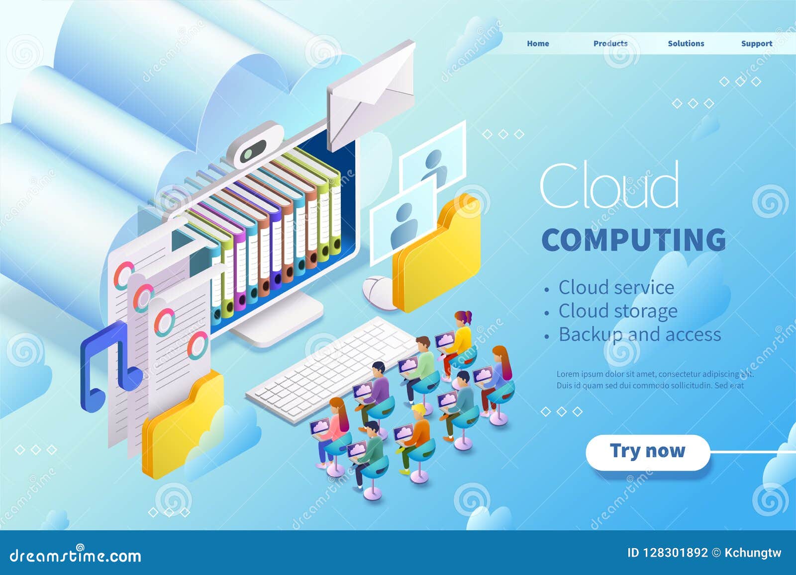 3d Isometric Cloud Computing Stock Illustration - Illustration of ...