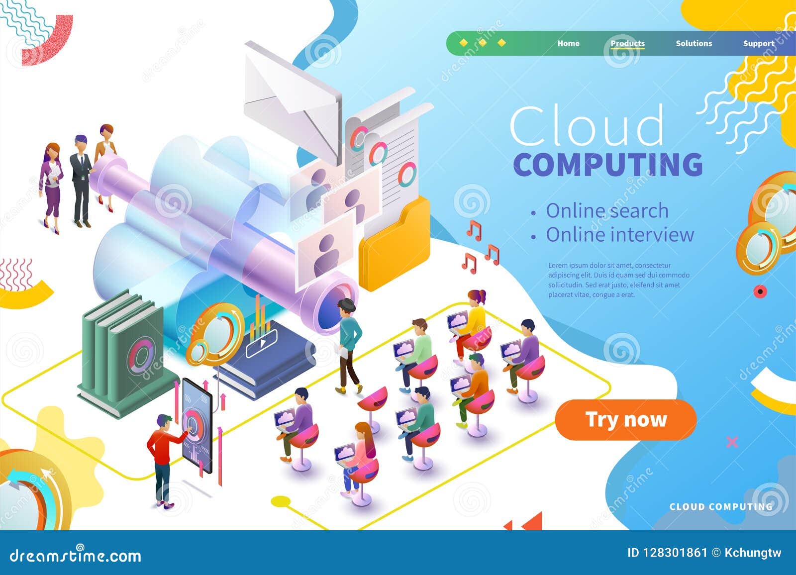 3d Isometric Cloud Computing Stock Vector - Illustration of abstract, database: 128301861