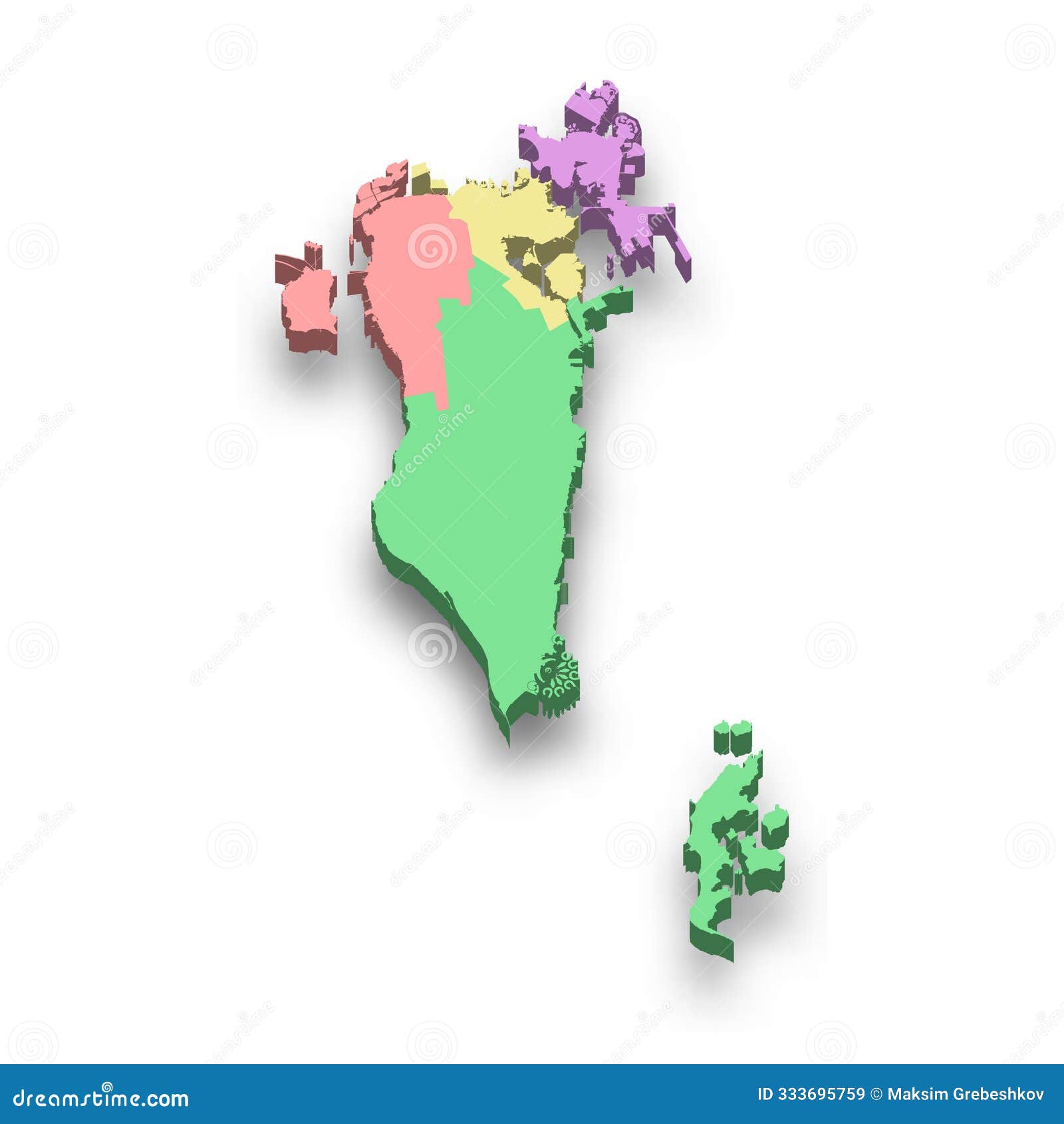 3d Isometric Colored Map of Bahrain Stock Vector - Illustration of ...