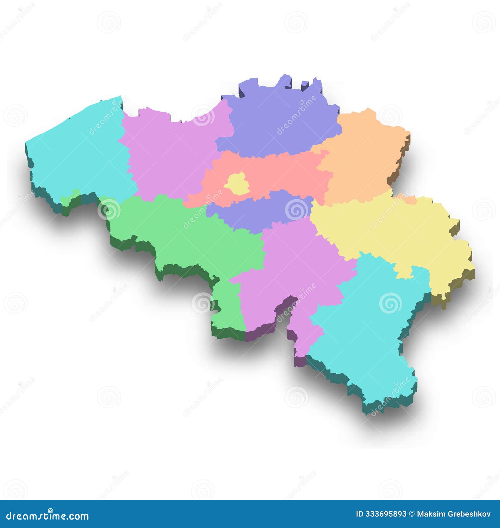 3d Isometric Colored Map of Belgium Stock Vector - Illustration of ...