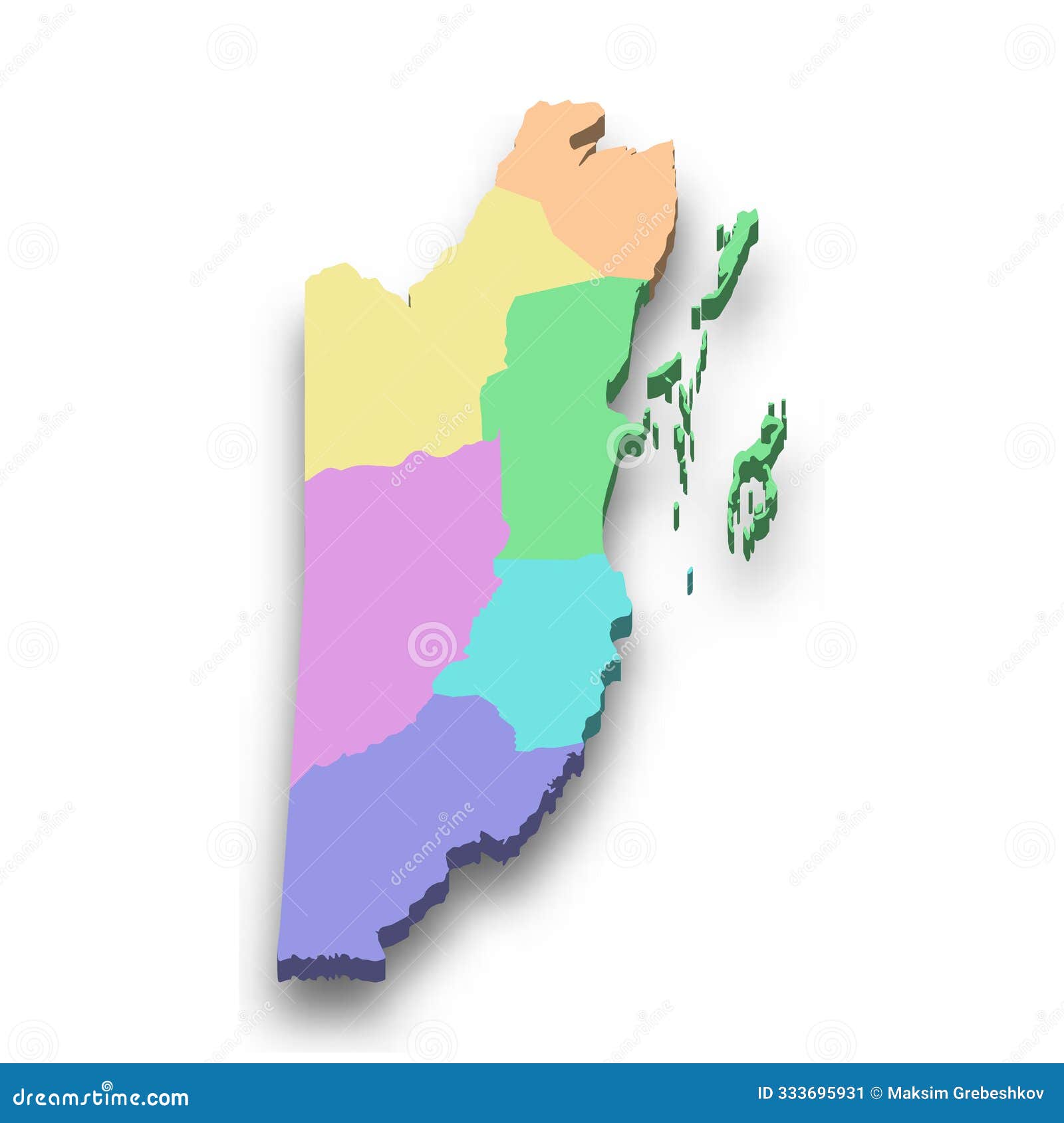 3d Isometric Colored Map of Belize Stock Vector - Illustration of ...