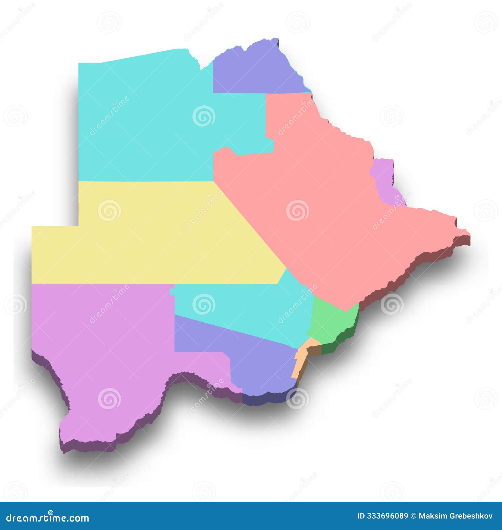 3d Isometric Colored Map of Botswana Stock Vector - Illustration of ...