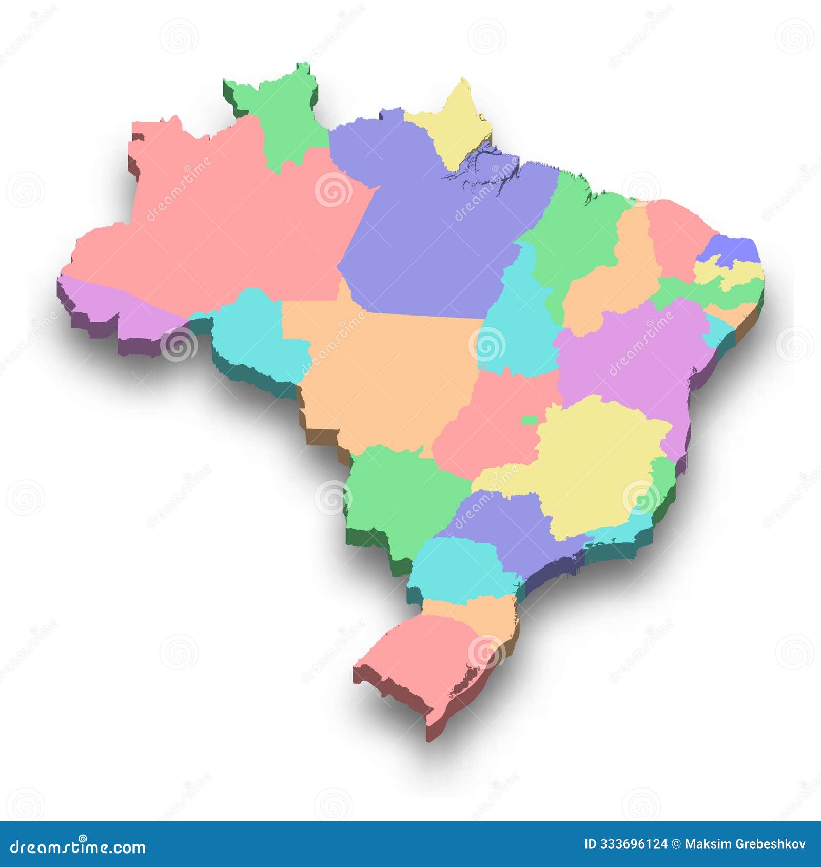 3d Isometric Colored Map of Brazil Stock Vector - Illustration of ...