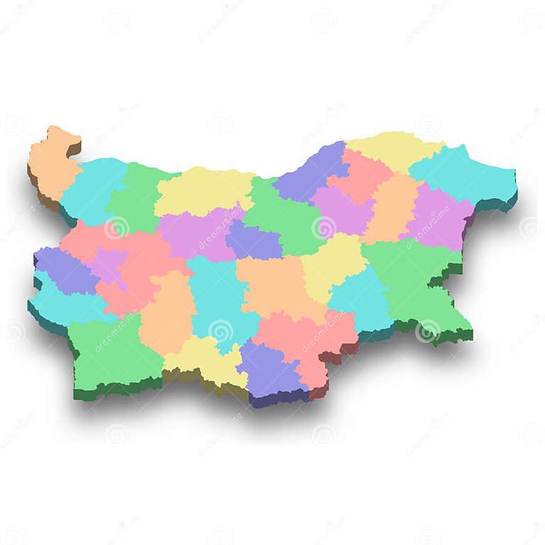 3d Isometric Colored Map of Bulgaria Stock Vector - Illustration of ...
