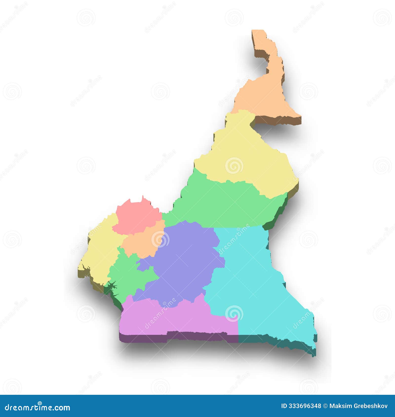 3d Isometric Colored Map of Cameroon Stock Vector - Illustration of ...