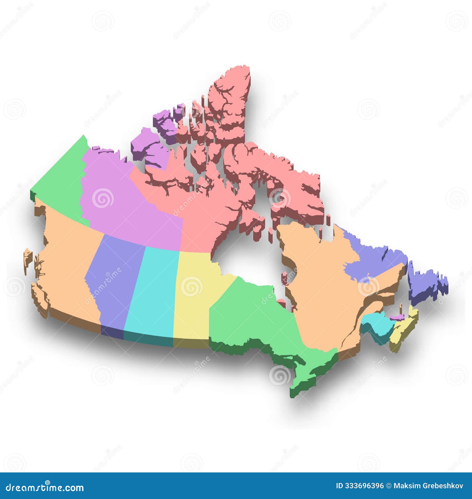 3d Isometric Colored Map of Canada Stock Vector - Illustration of ...