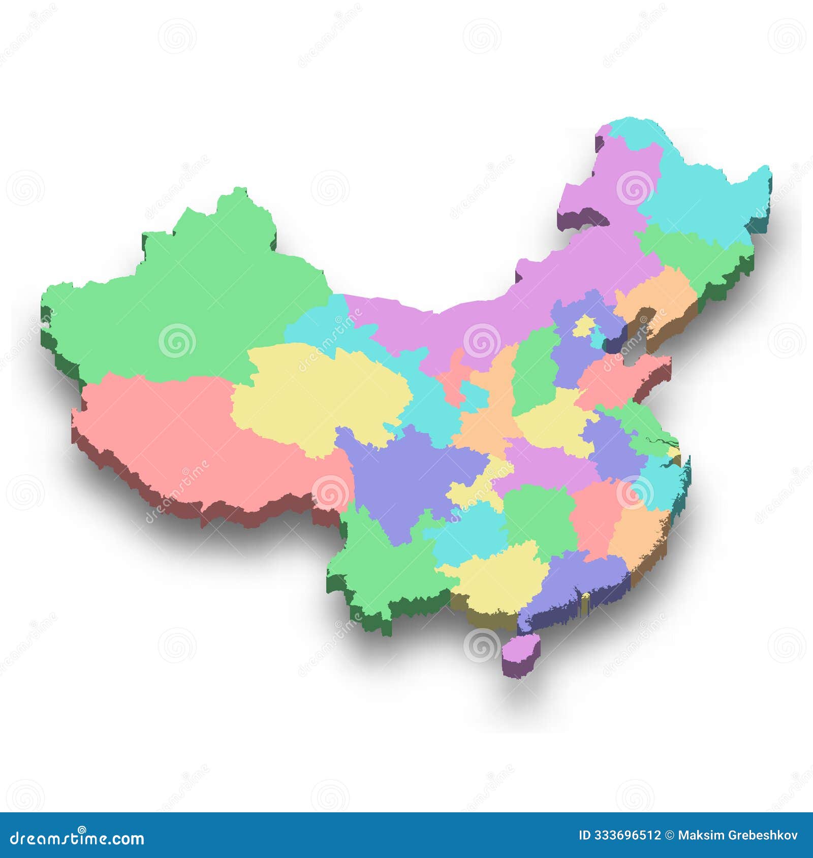 3d Isometric Colored Map of China Stock Vector - Illustration of ...