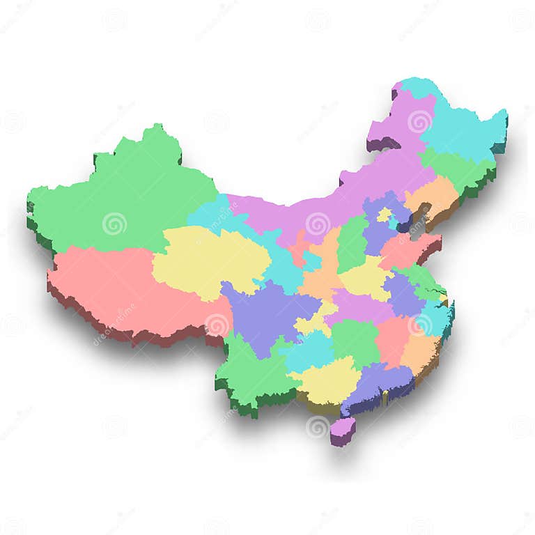 3d Isometric Colored Map of China Stock Vector - Illustration of ...