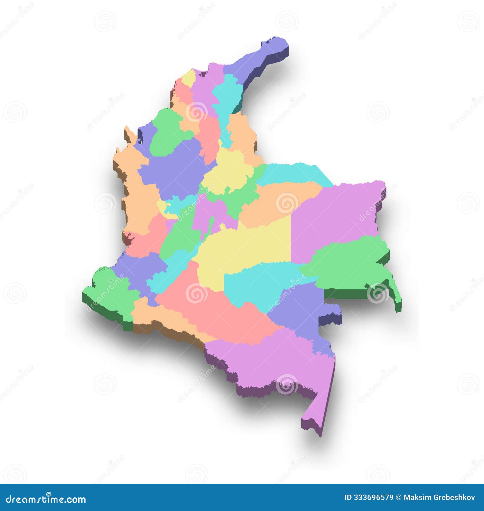 3d Isometric Colored Map of Colombia Stock Vector - Illustration of ...