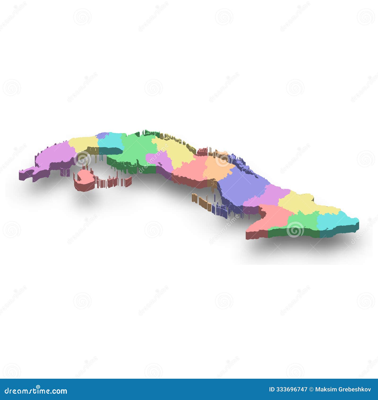 3d Isometric Colored Map of Cuba Stock Vector - Illustration of guide ...
