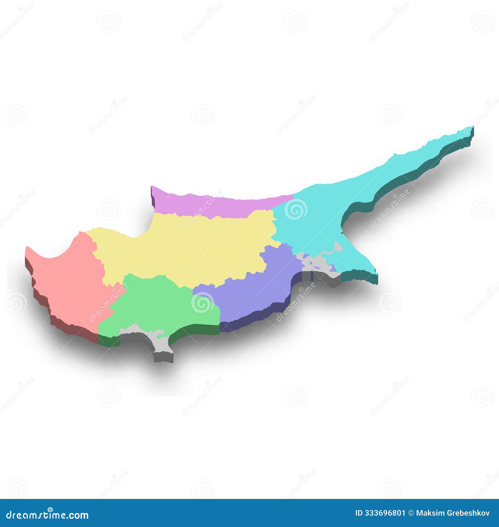 3d Isometric Colored Map of Cyprus Stock Vector - Illustration of ...