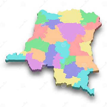 3d Isometric Colored Map of DR Congo Stock Vector - Illustration of ...