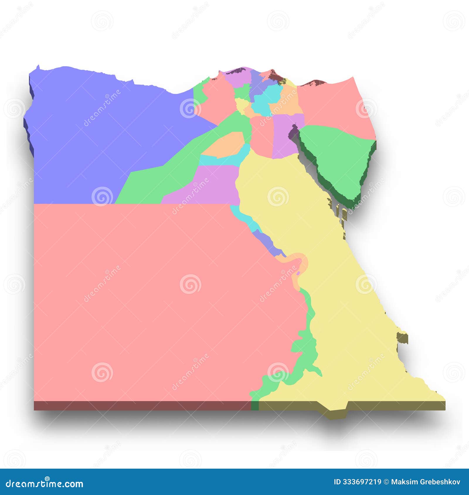 3d Isometric Colored Map of Egypt Stock Vector - Illustration of county ...