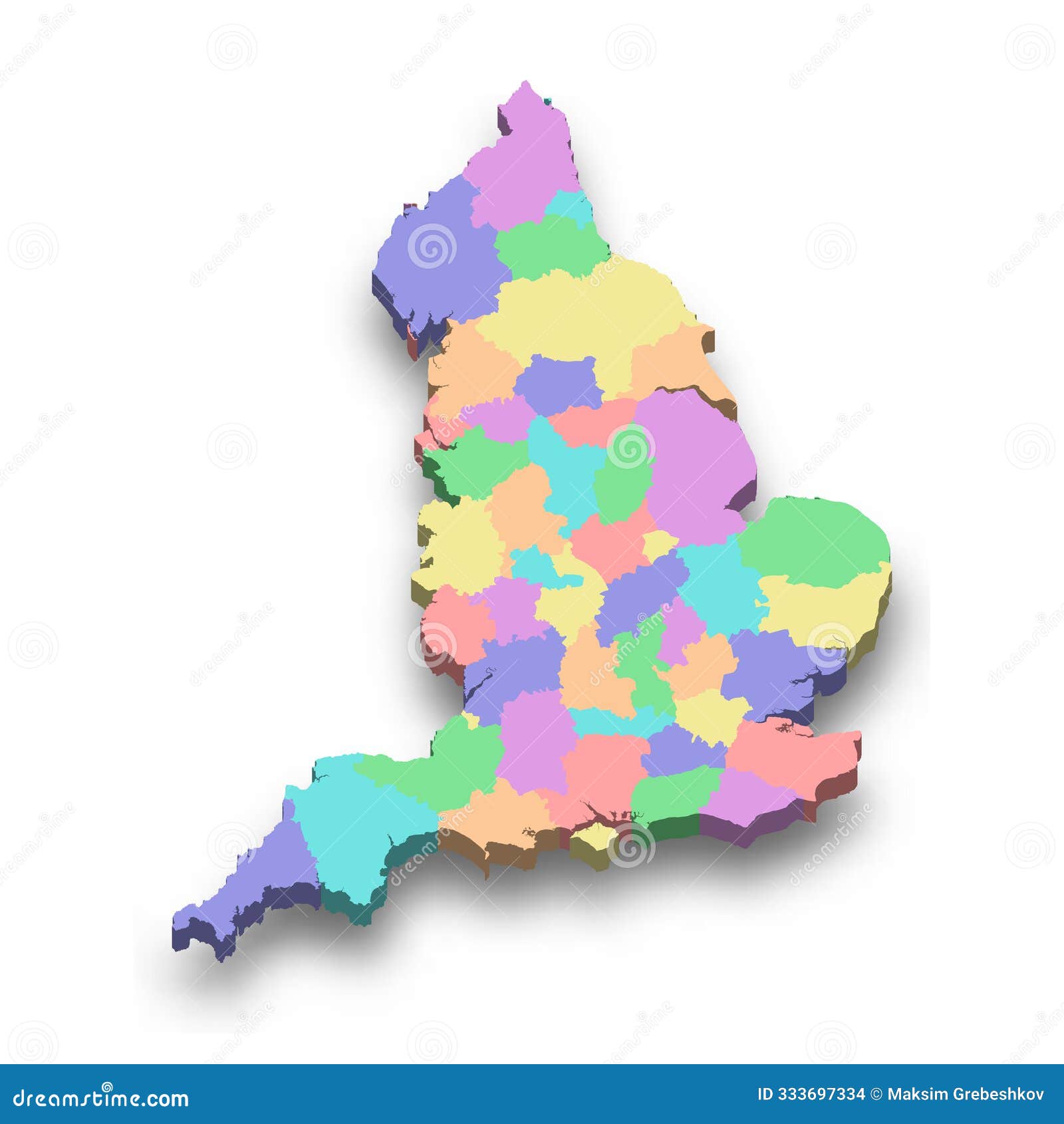 3d Isometric Colored Map of England Stock Vector - Illustration of ...