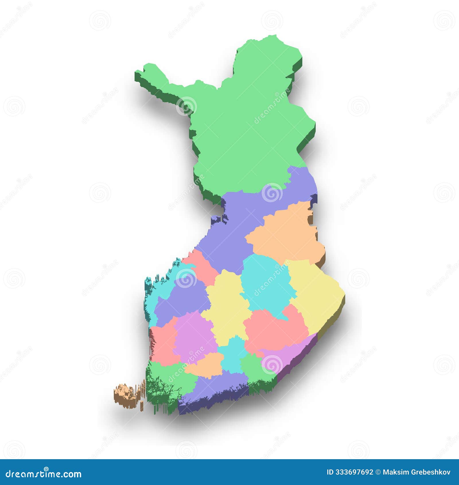 3d Isometric Colored Map of Finland Stock Vector - Illustration of ...