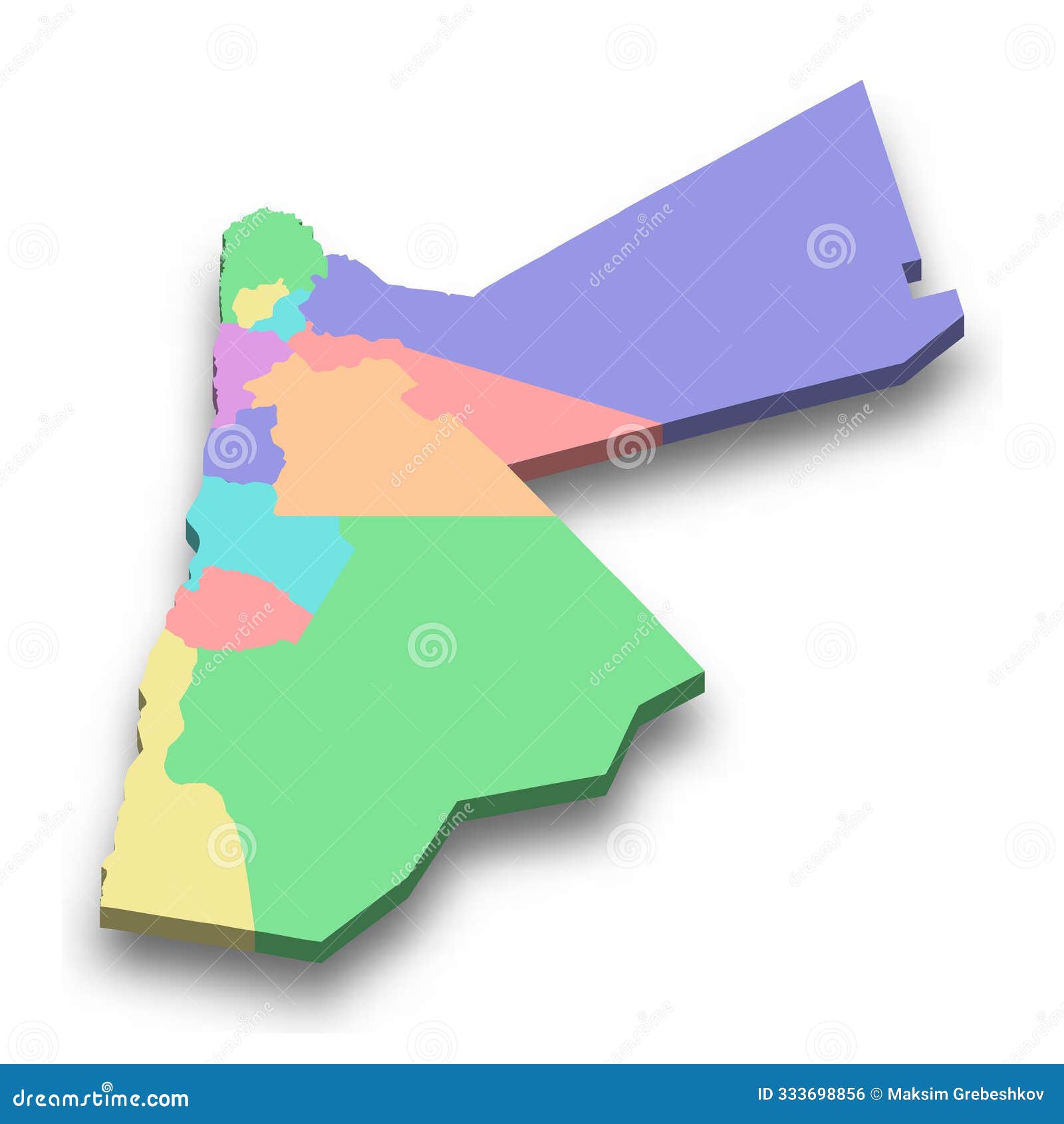 3d Isometric Colored Map Of Jordan Vector Illustration | CartoonDealer ...