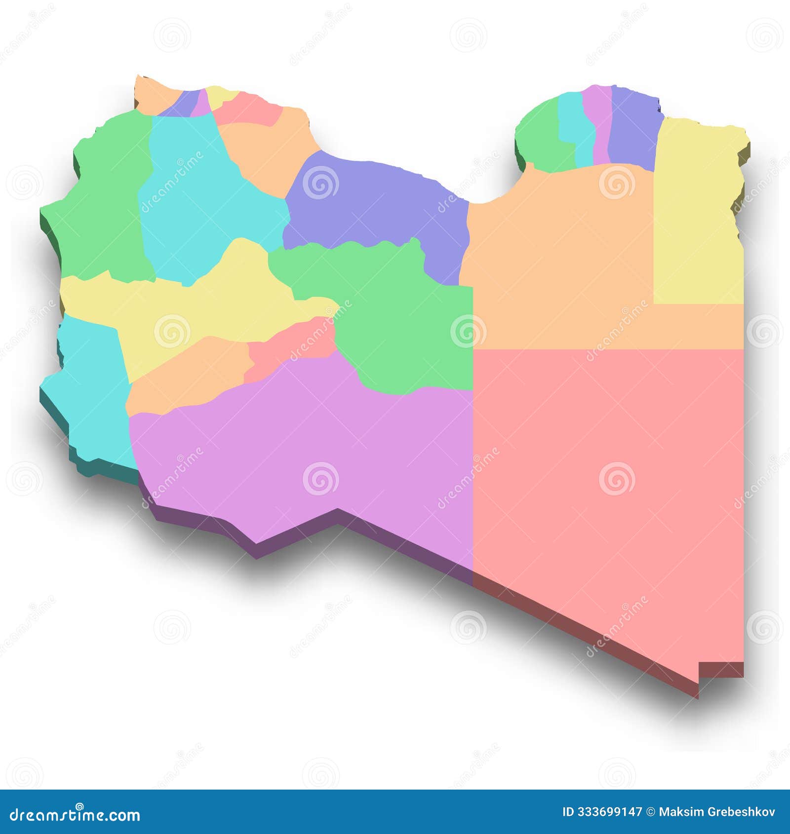 3d Isometric Colored Map of Libya Stock Illustration - Illustration of ...