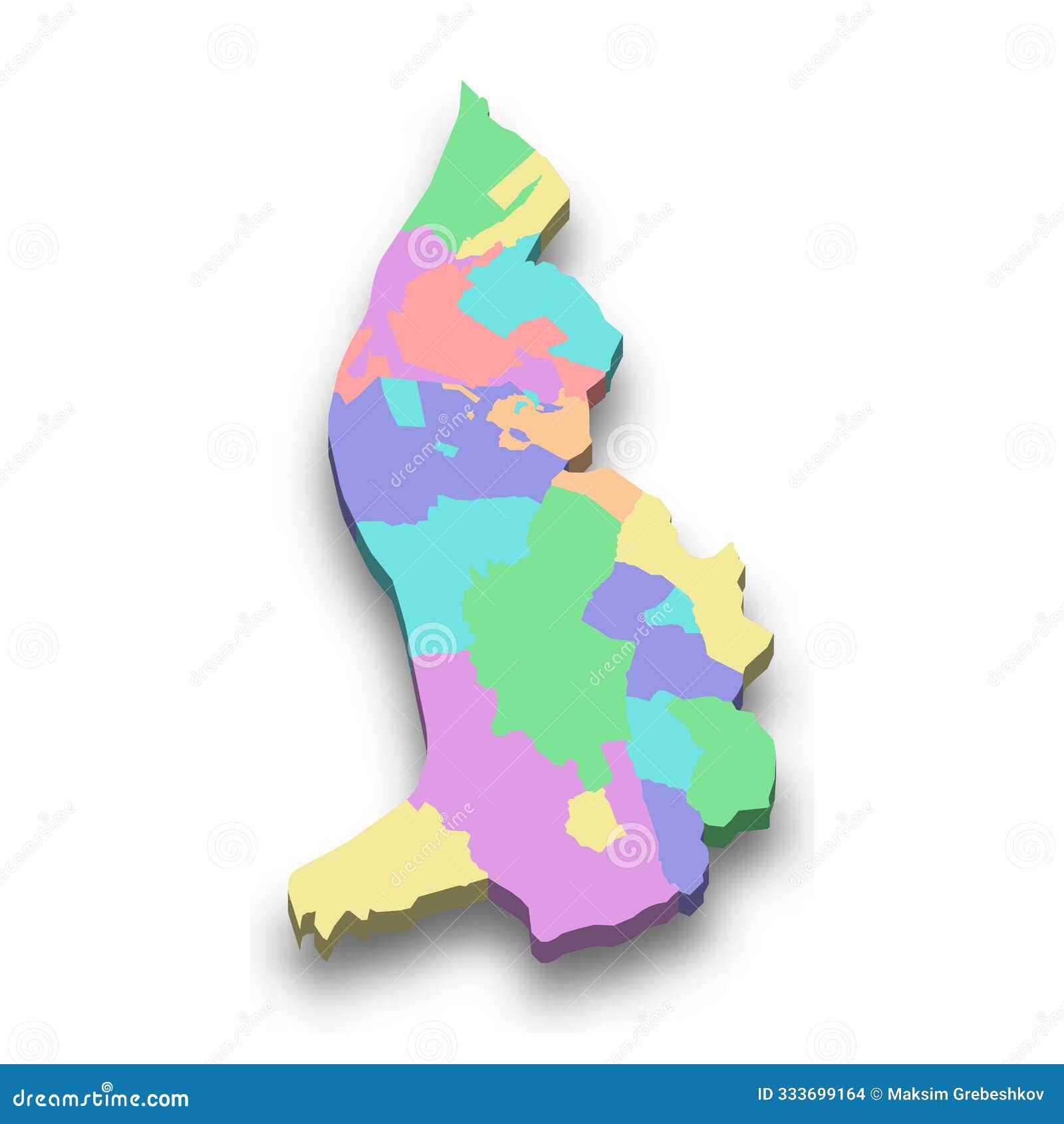 3d Isometric Colored Map of Liechtenstein Stock Illustration ...