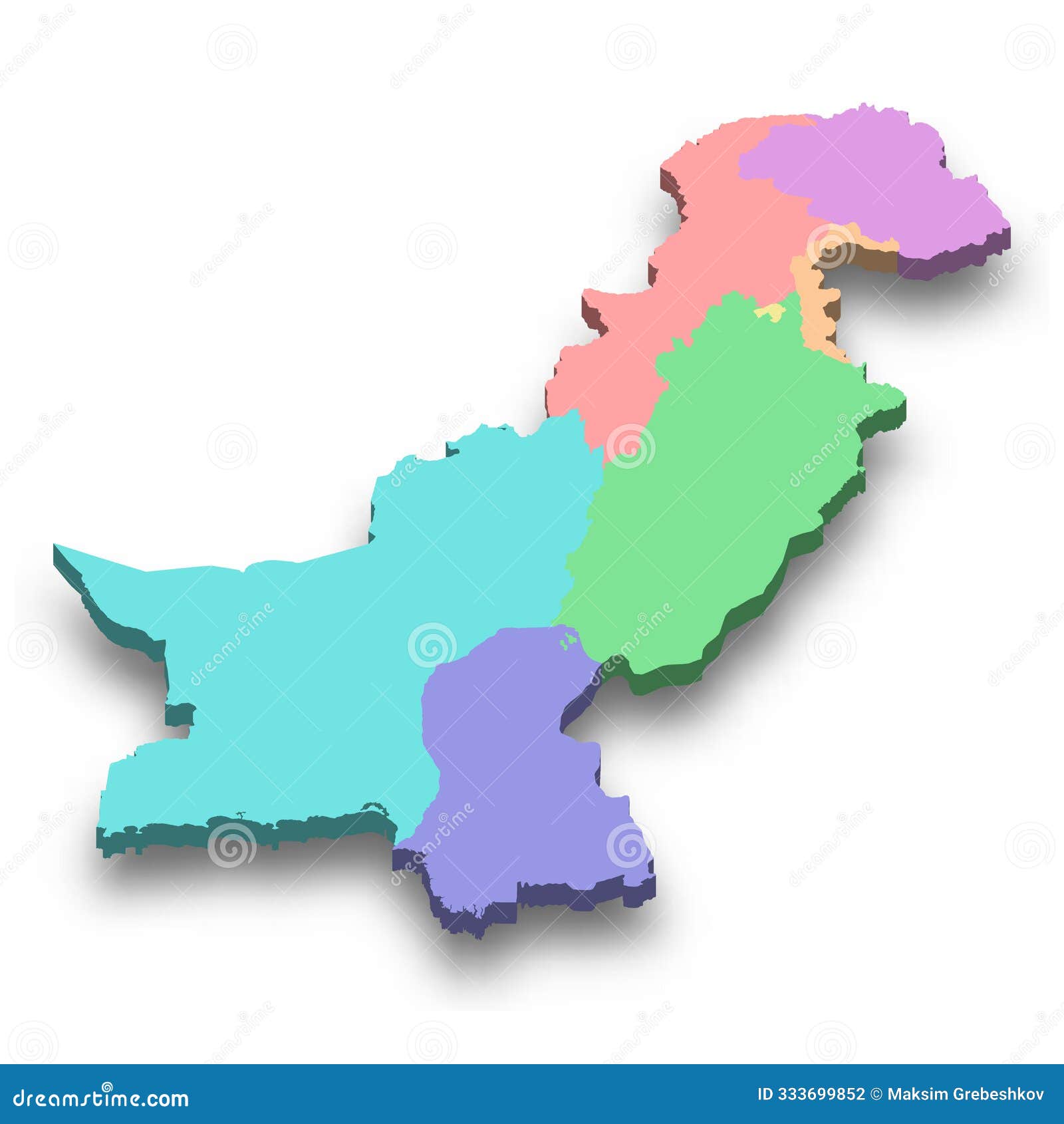 3d Isometric Colored Map of Pakistan Stock Illustration - Illustration ...