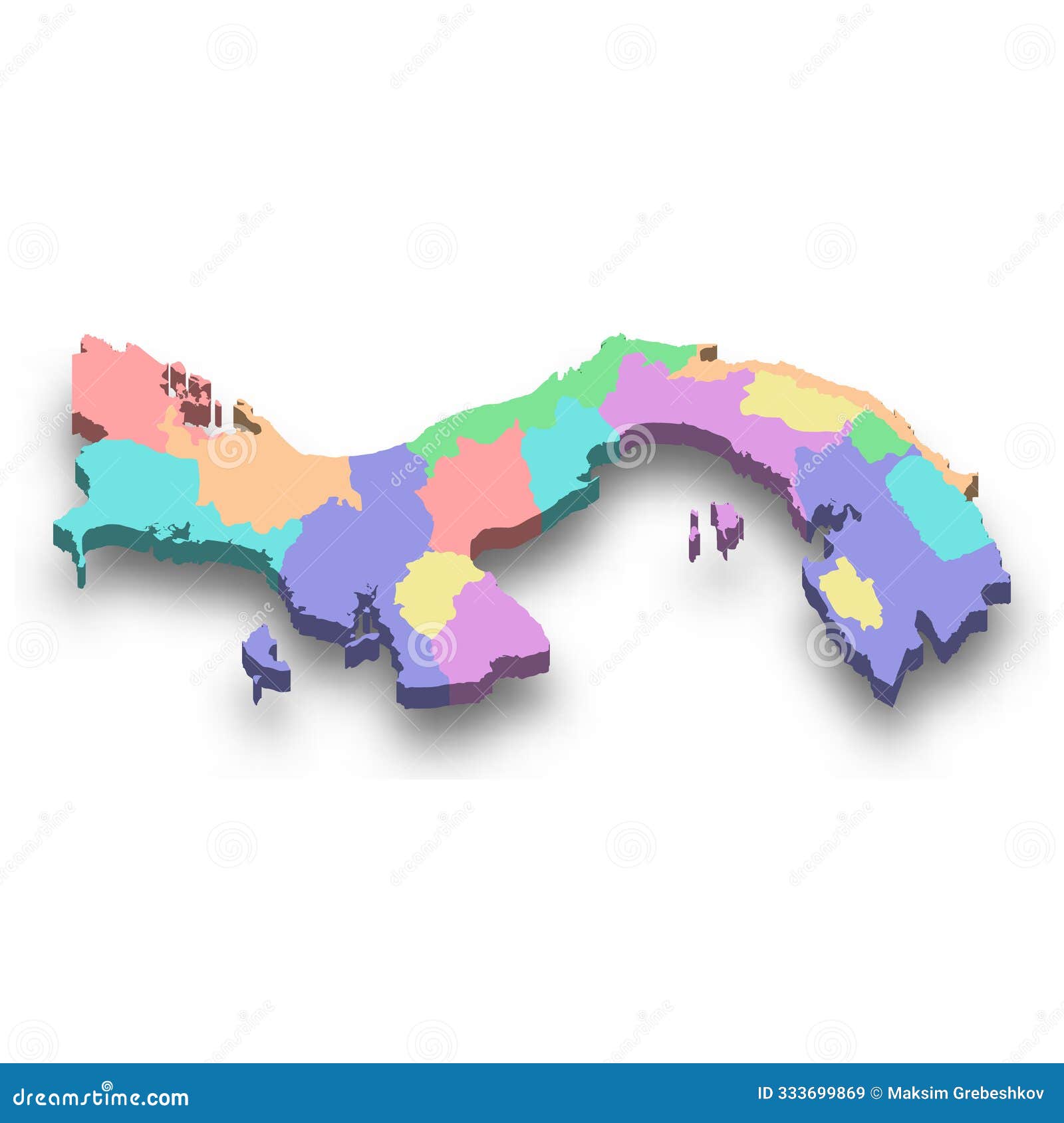 3d Isometric Colored Map of Panama Stock Illustration - Illustration of ...