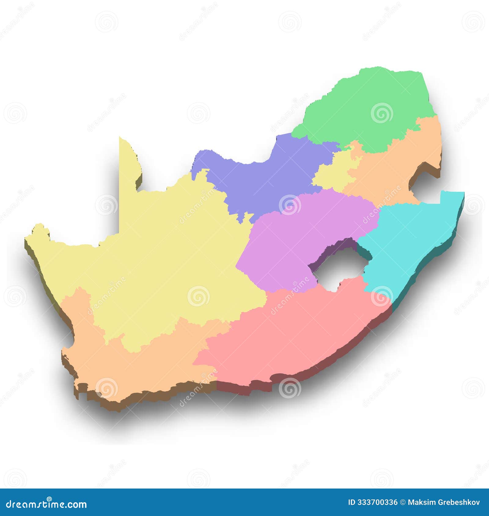 3d Isometric Colored Map of South Africa Stock Illustration ...