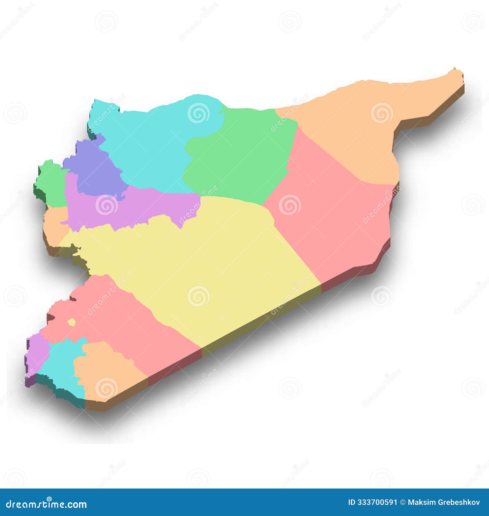 3d Isometric Colored Map of Syria Stock Illustration - Illustration of ...