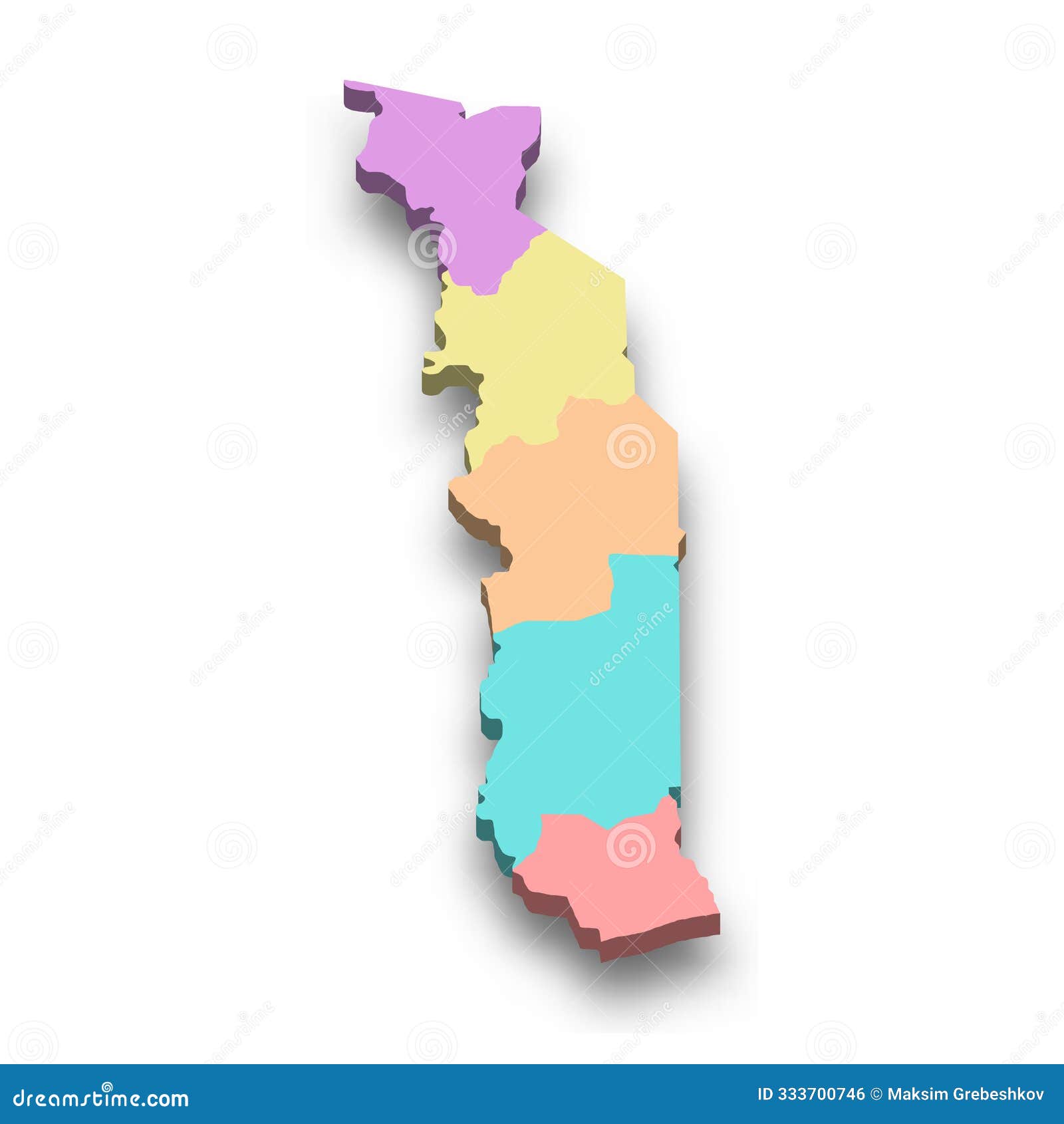 3d Isometric Colored Map of Togo Stock Illustration - Illustration of ...