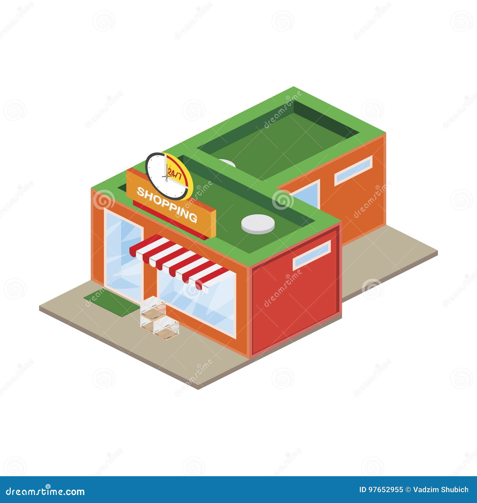 3D Isometric Concept Front of the Store. Vector Illustration EPS 10 ...