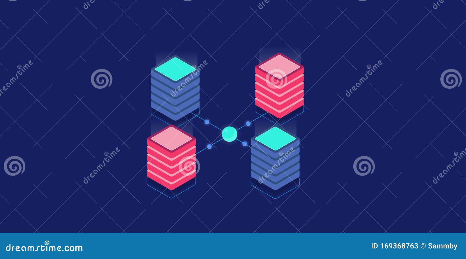 3d Isometric Concept Of Server Web Hosting Internet Connection Data